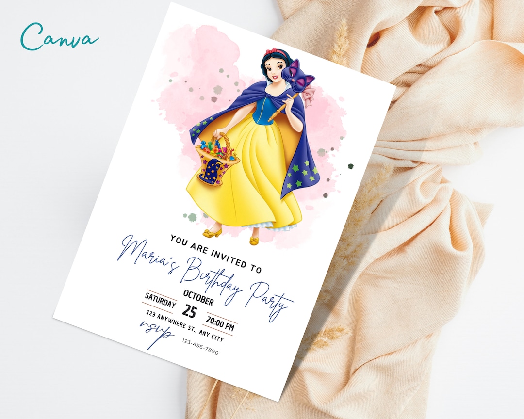 Snow White Birthday Party Invitation Template, Snow White Birthday ...