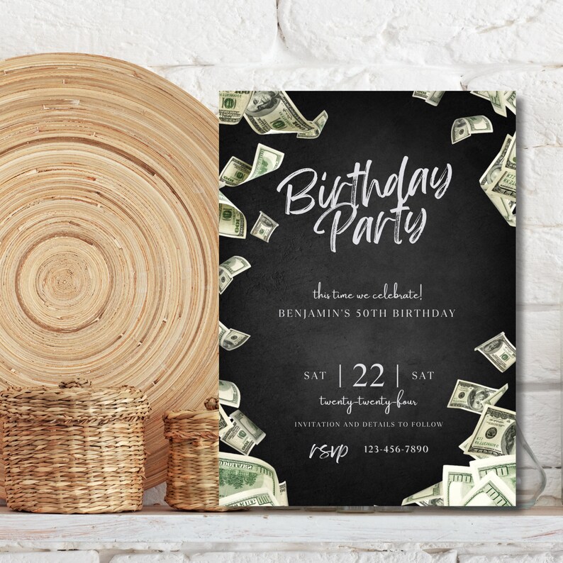 Money Birthday Invitation: Shareable Dollar Evite (digital Template) - Etsy