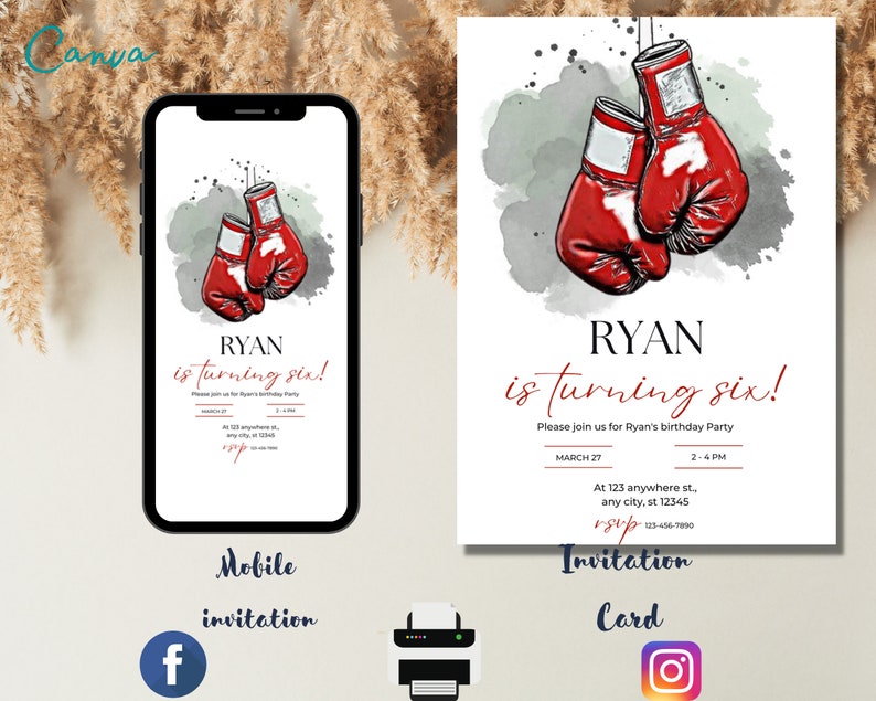 Boxing Birthday Invitation Template: Editable Party Invite (digital ...