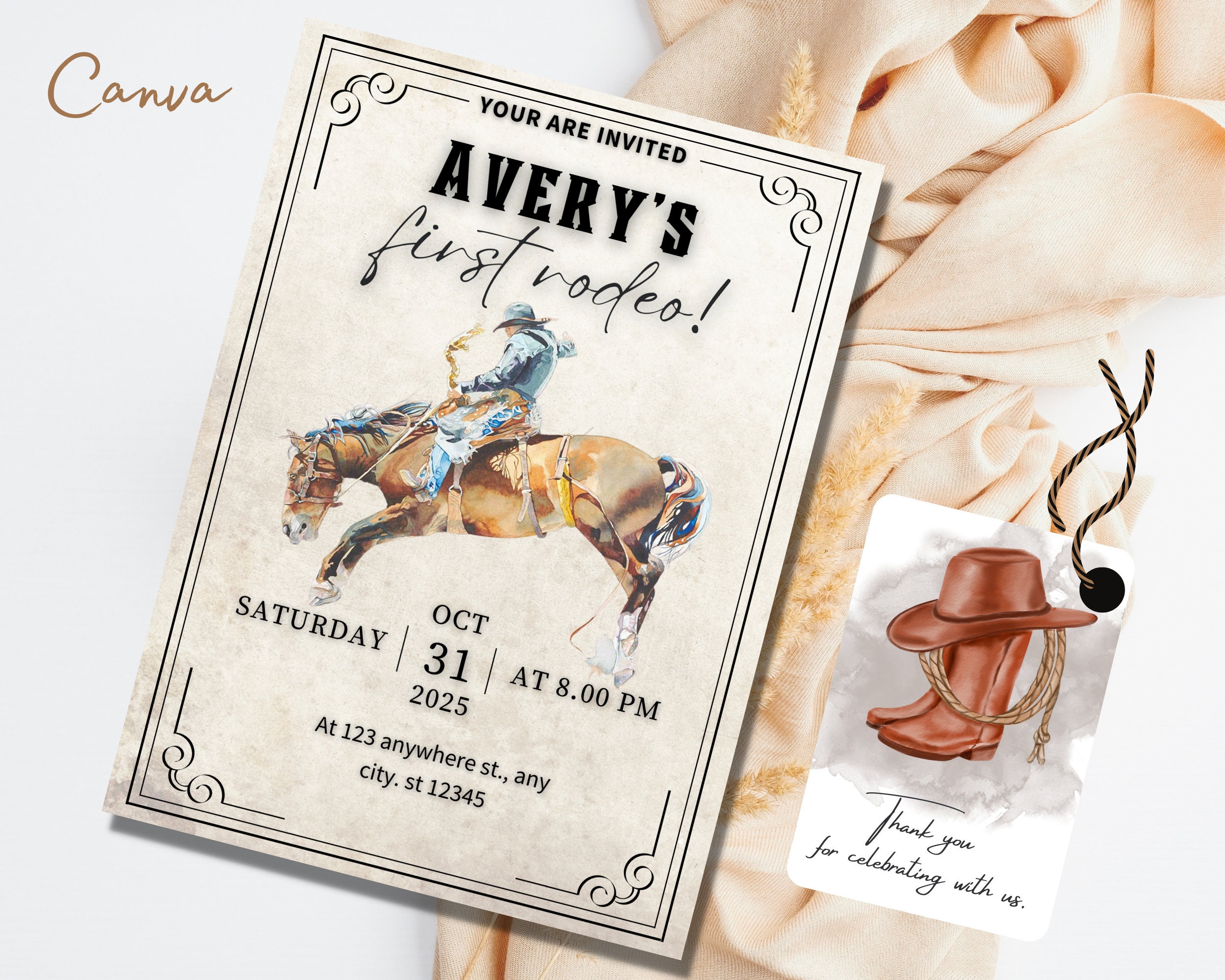 Wild West Birthday Invitation: Modern Cowboy Party (digital Template ...