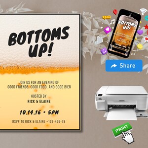 Beer Party Digital Invitation: Printable Video Evite (canva Template ...