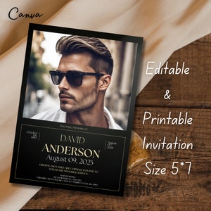 Digital Men Memorial Invitation, Memorial Template, Men Invitation With ...