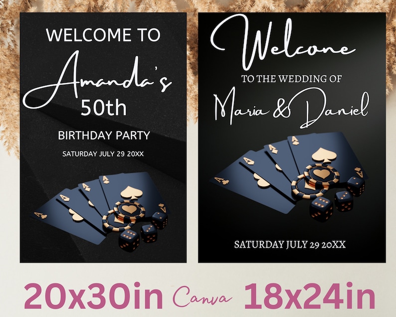 Casino Birthday Welcome Sign: Editable Poker Party Poster (digital ...