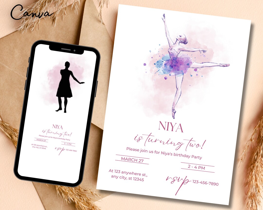 Editable Ballerina Birthday Invitation Template: Printable Kids Party ...