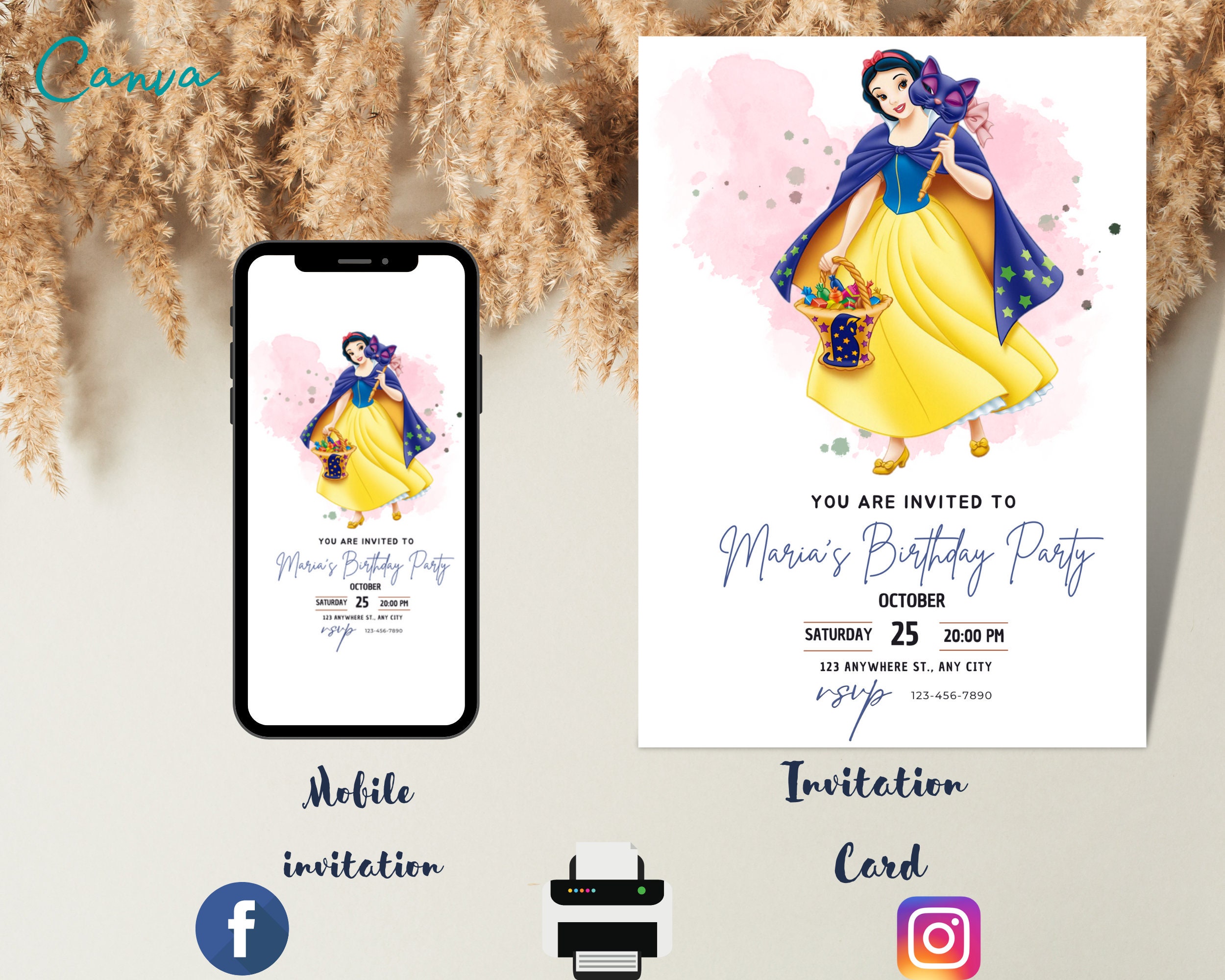 Snow White Birthday Party Invitation Template Snow White - Etsy Australia
