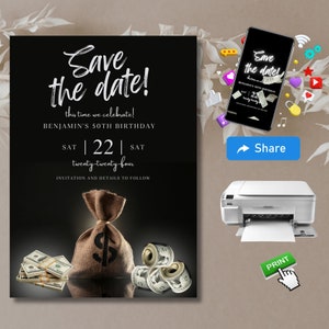 Money Invitation, Money Party Template, Digital Money Invitation, Money ...