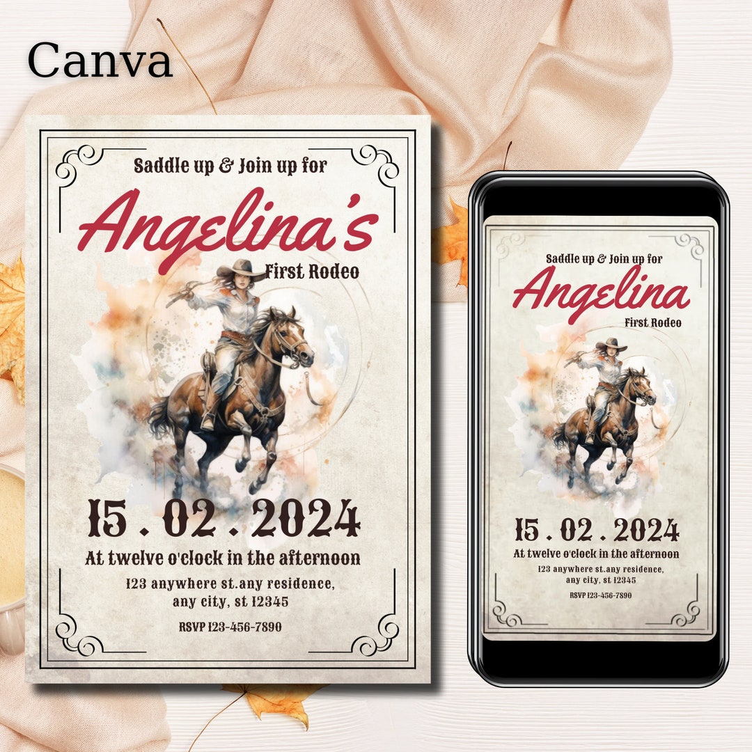 Wild West Birthday Invitation: Girl Cowboy Rodeo (digital Template) - Etsy