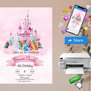 Editable Castle Birthday Invitation Template, Printable Birthday Party ...