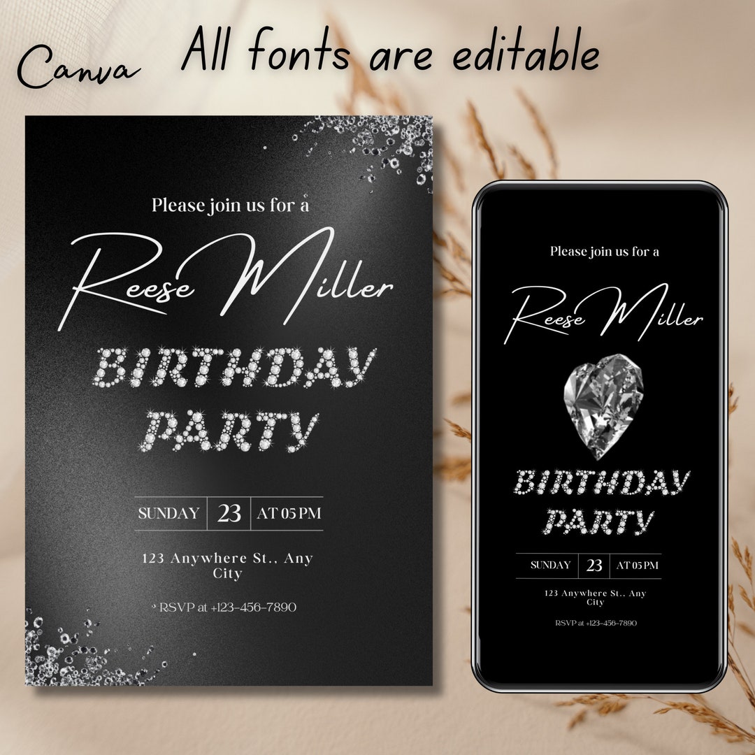 Diamond Birthday Invitation Template: Printable & Mobile (digital) - Etsy