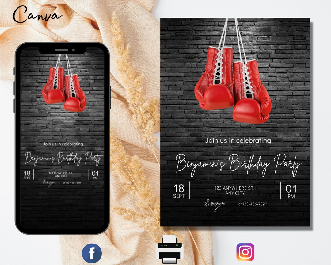 Boxing Birthday Invitation: Editable Party Template (digital Download ...