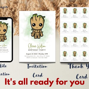 Groot Birthday Invitation Template: Printable Kids Party Invite ...