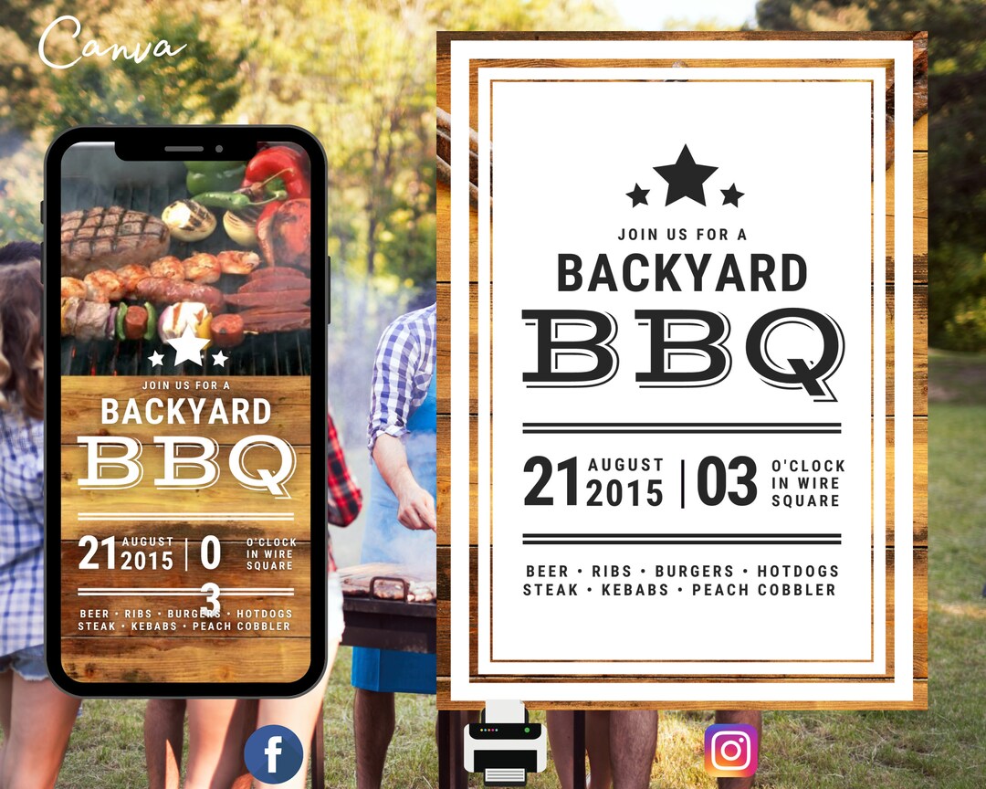 BBQ Invitation, Barbecue Invitation, Backyard BBQ Party, BBQ Birthday ...