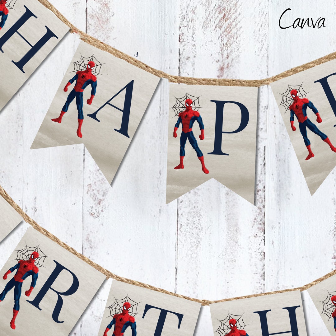 Spiderman Themed Banner Template, Kids Birthday, Custom Banner ...