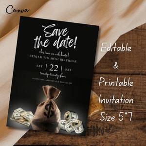 Money Invitation, Money Party Template, Digital Money Invitation, Money ...