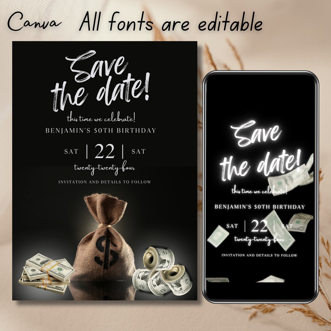 Money Invitation, Money Party Template, Digital Money Invitation, Money ...