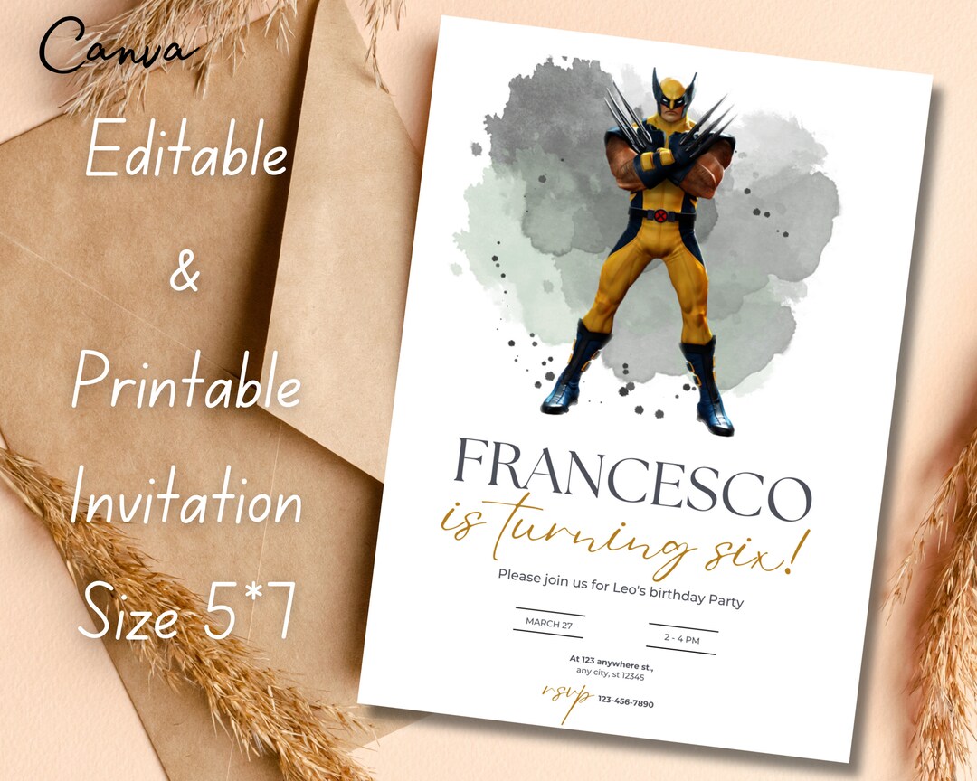 Wolverine Birthday Invitation Template: Editable Printable (digital) - Etsy