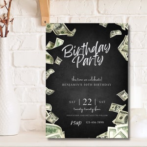 Money Birthday Invitation, Dollar Invite, Digital Money Invitation ...