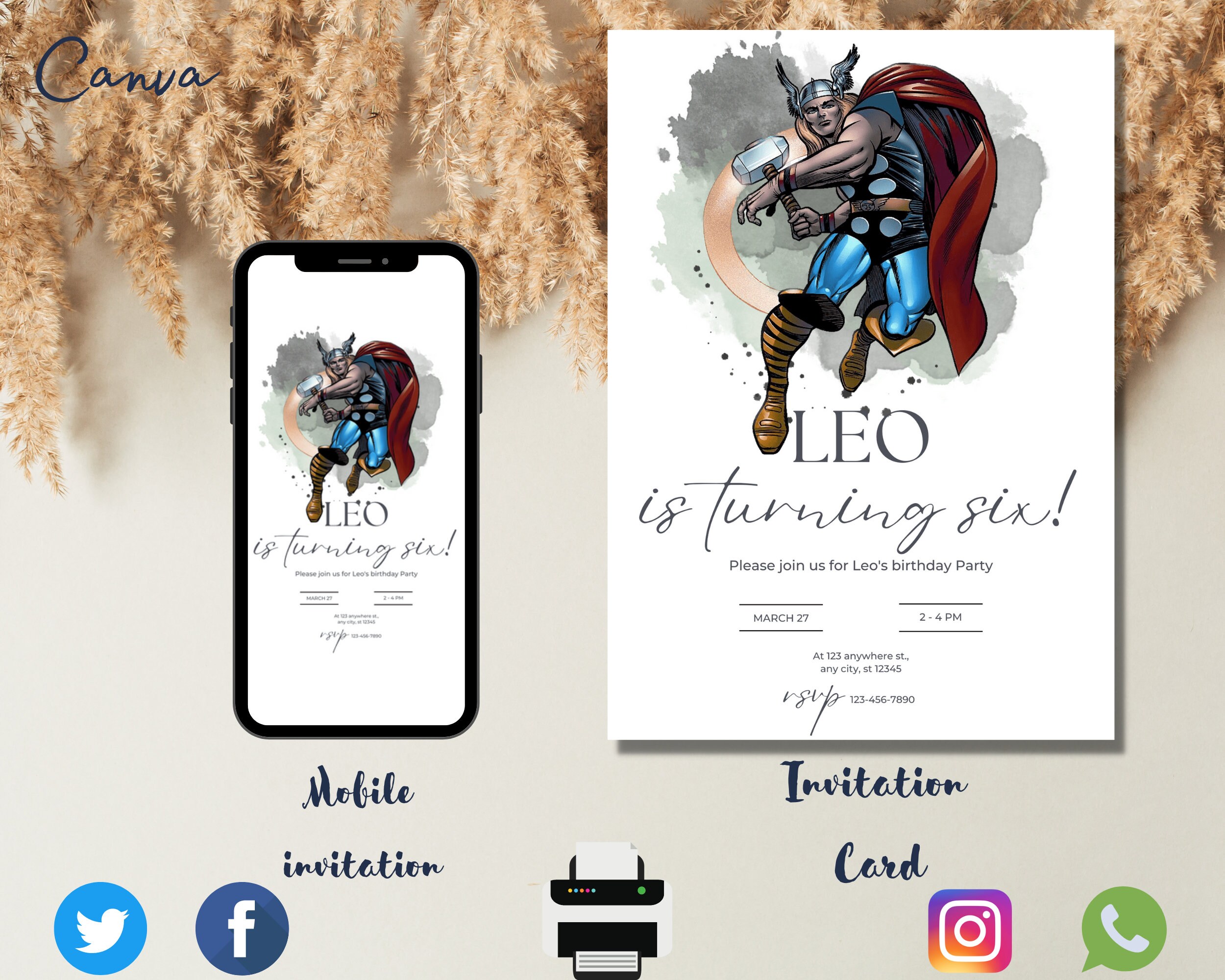 Thor Birthday Party Invitation Template Thor Birthday - Etsy Australia