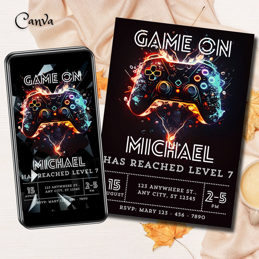 Editable Video Game Birthday Invitation: Gamer Party Template (digital ...