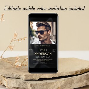 Digital Men Memorial Invitation, Memorial Template, Men Invitation With ...