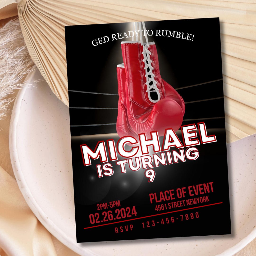 Boxing Birthday Invitation: Editable Text & Video Template (digital ...
