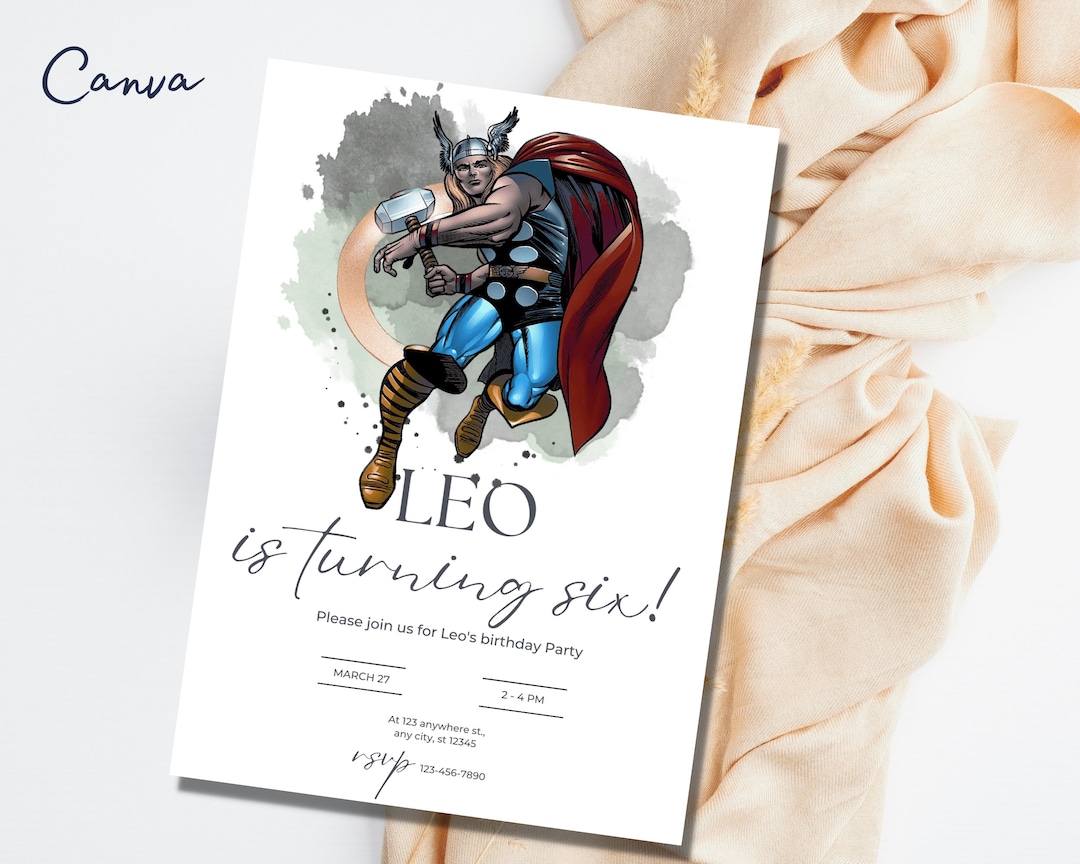 Thor Birthday Invitation Template: Editable Bday Card (digital) - Etsy