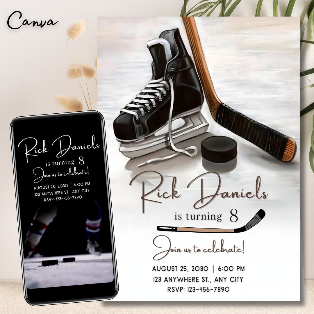 Editable Hockey Birthday Invitation Template, Printable Hockey Party ...