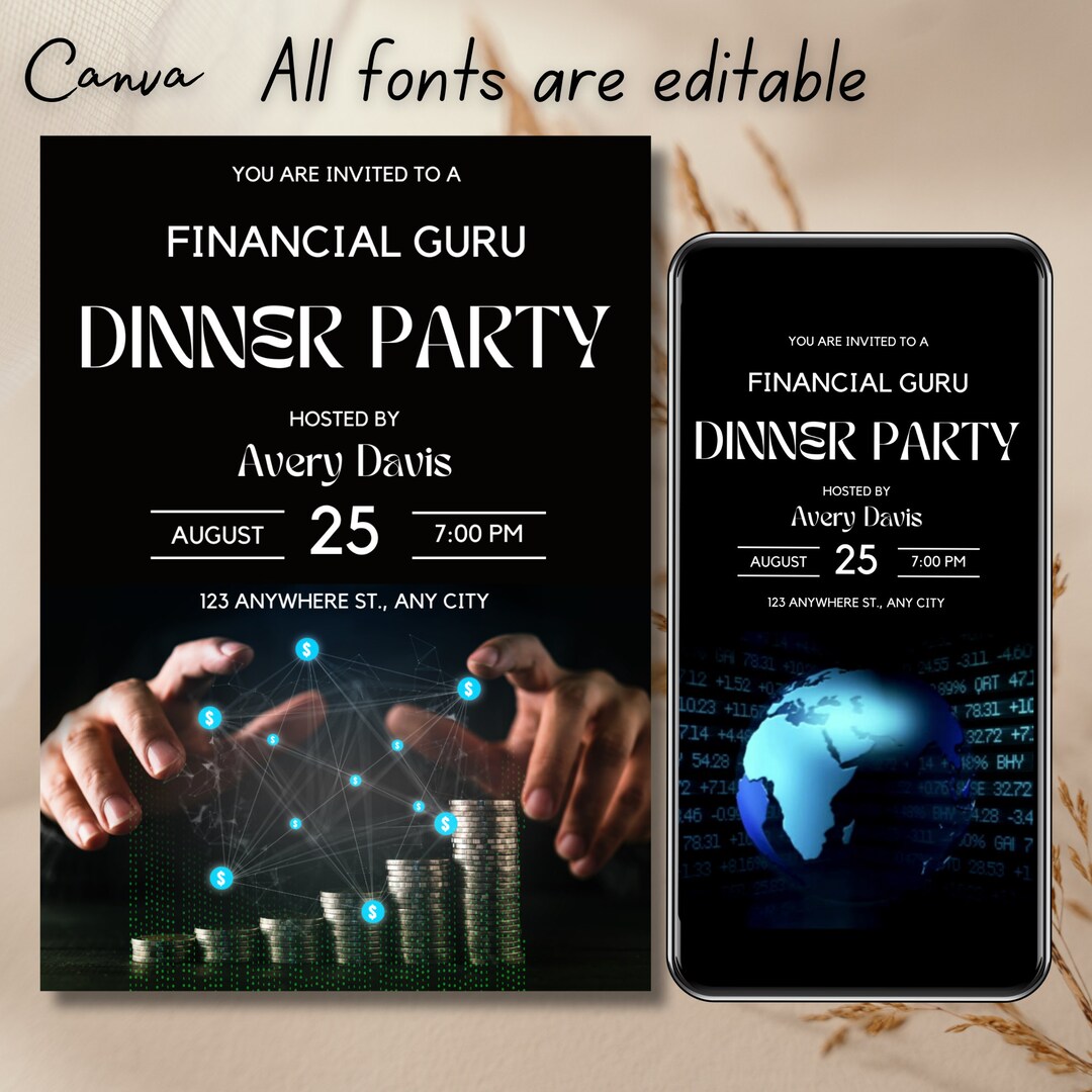 Financial Guru Party Invitation, Finance Digital Mobile Evite, Finance ...