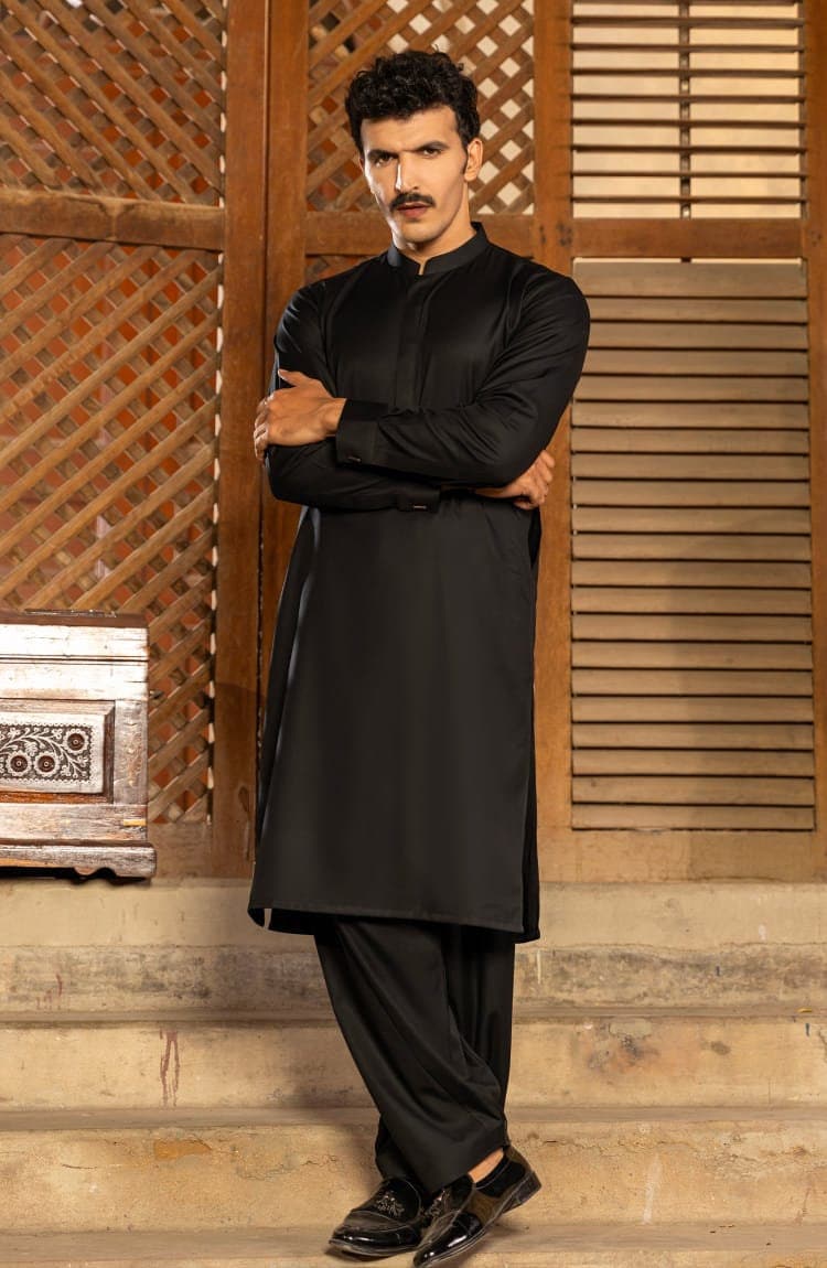 Men's Black Kameez Shalwar: Custom Pakistani Ethnic Clothing - Etsy