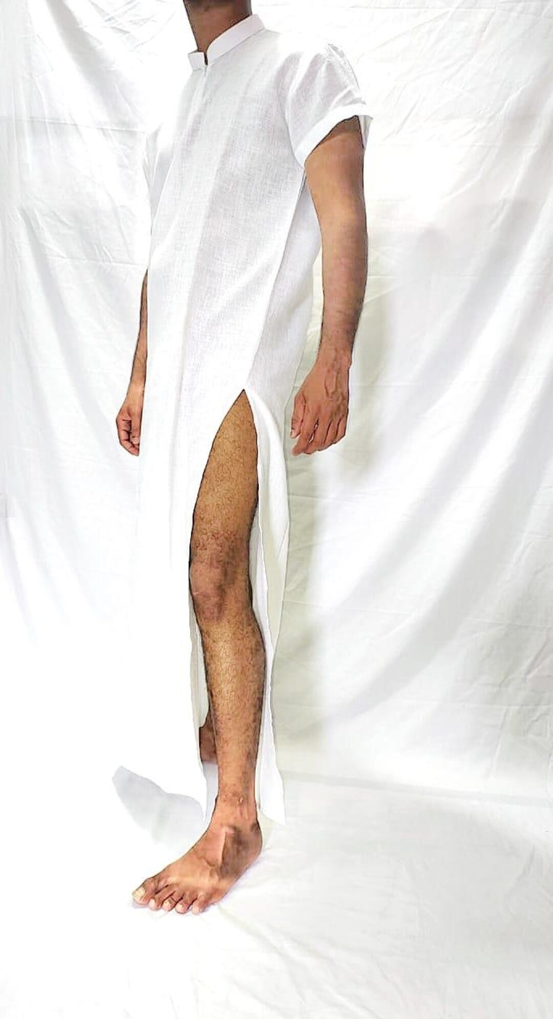 White Linen Mens Kaftan, Cotton Men Caftan, Plus Size Kaftan, Loose ...