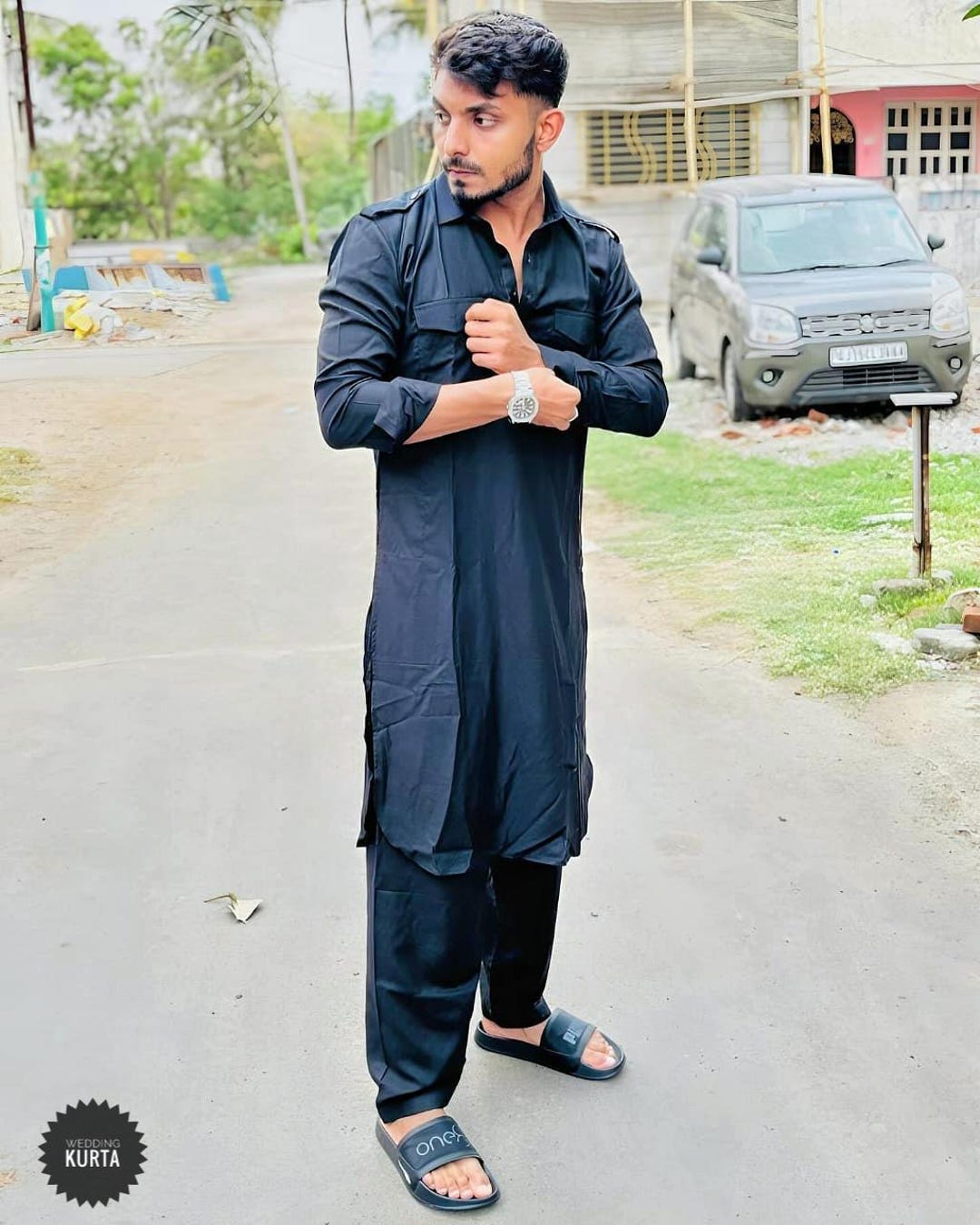 Black Classic Premium Pathani Kurta Set, Premium Ethnic Menswear ...