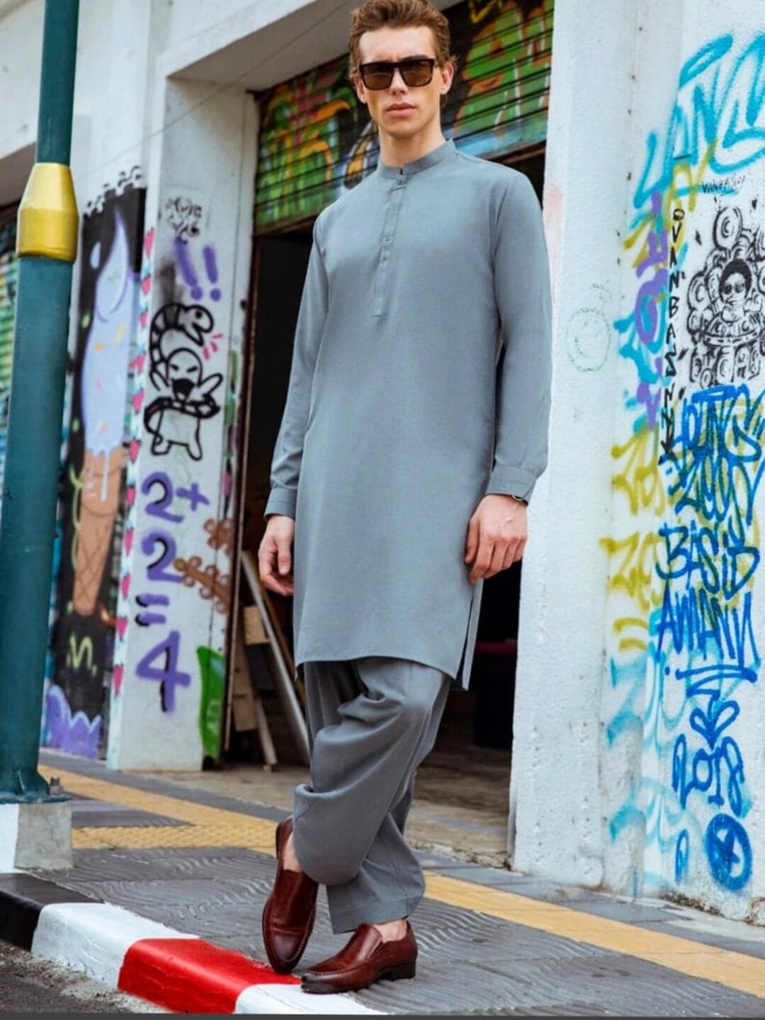 Men Gray Kurta Islamic Men's Wear Muslim Long Kurta - Etsy