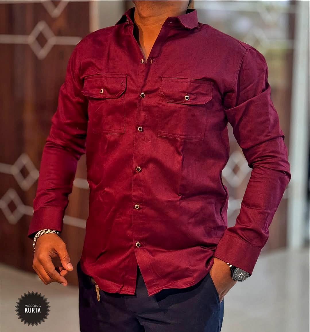 Maroon Color COTTON Shirt | Wedding Wear Shirts | Self Design Shirt ...