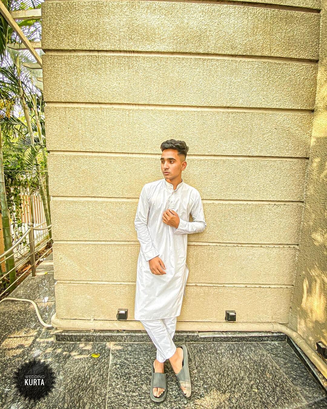 White Cotton Afghani Traditional Long Kurta Pajama Set for Men/ Men's ...