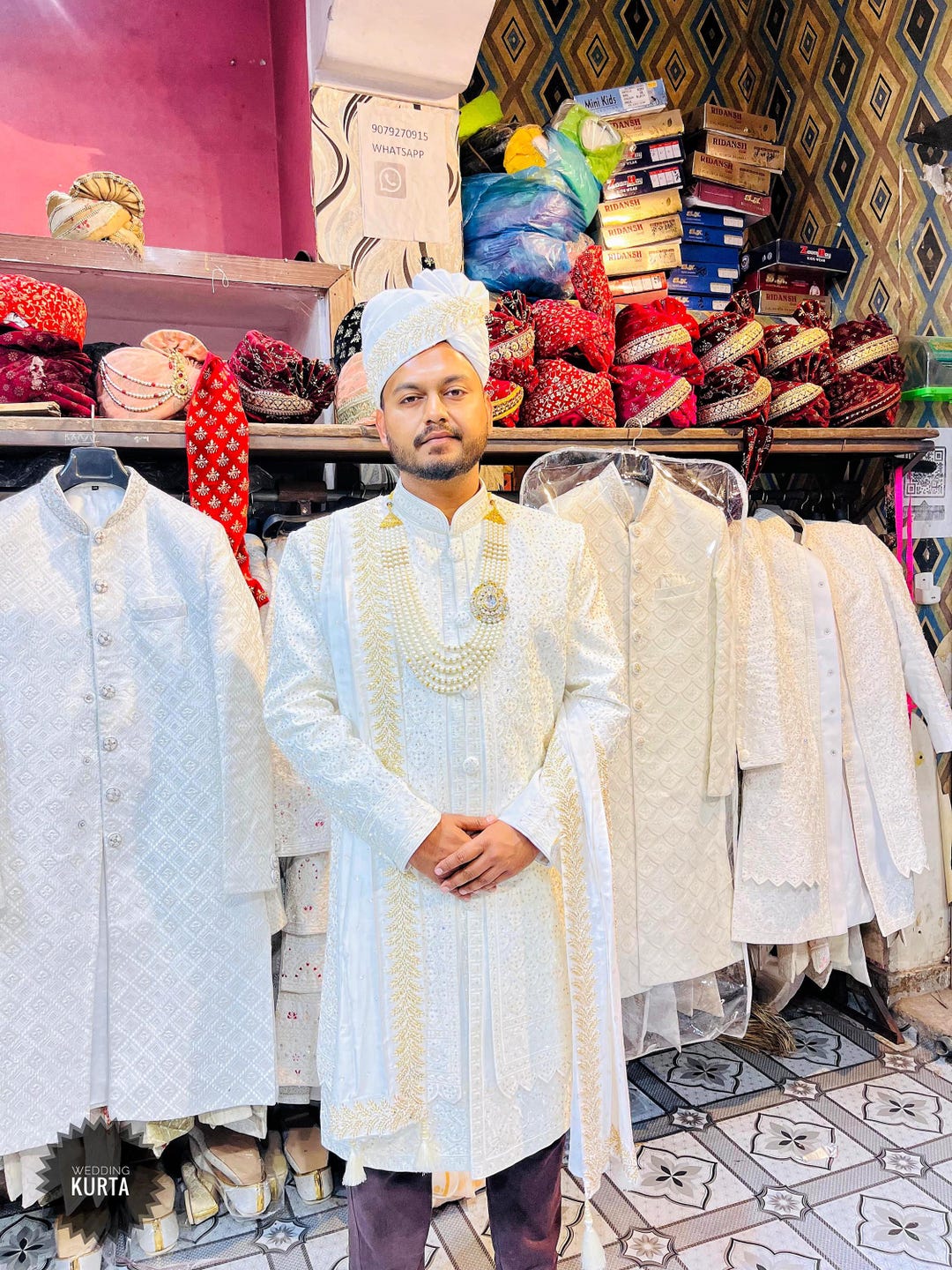 White Embroidered Sherwani for Men: Indian Wedding Groom Outfit - Etsy UK