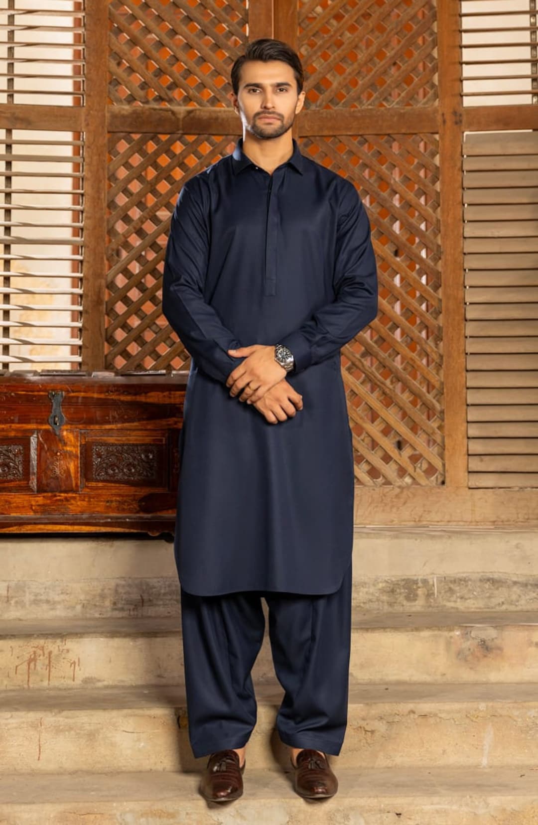 Handmade Men's Navy Blue Shalwar Kameez: Pakistani Style Outfit - Etsy