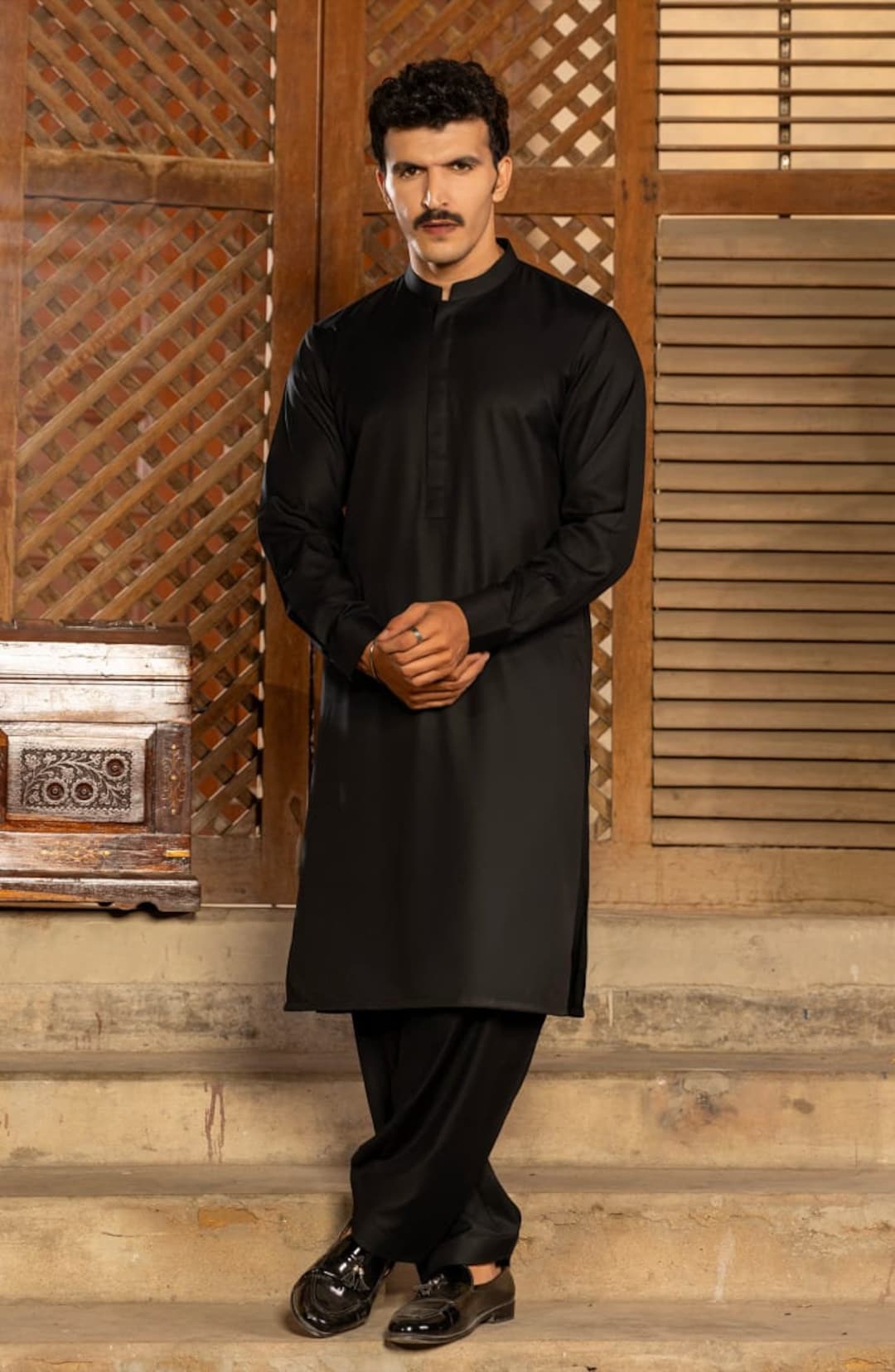 Men's Black Kameez Shalwar: Custom Pakistani Ethnic Clothing - Etsy