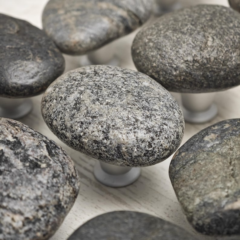 Natural Beach Stone Drawer Knobs, Unique Stone Knobs for Cabinets, Coastal Chic Furniture ...