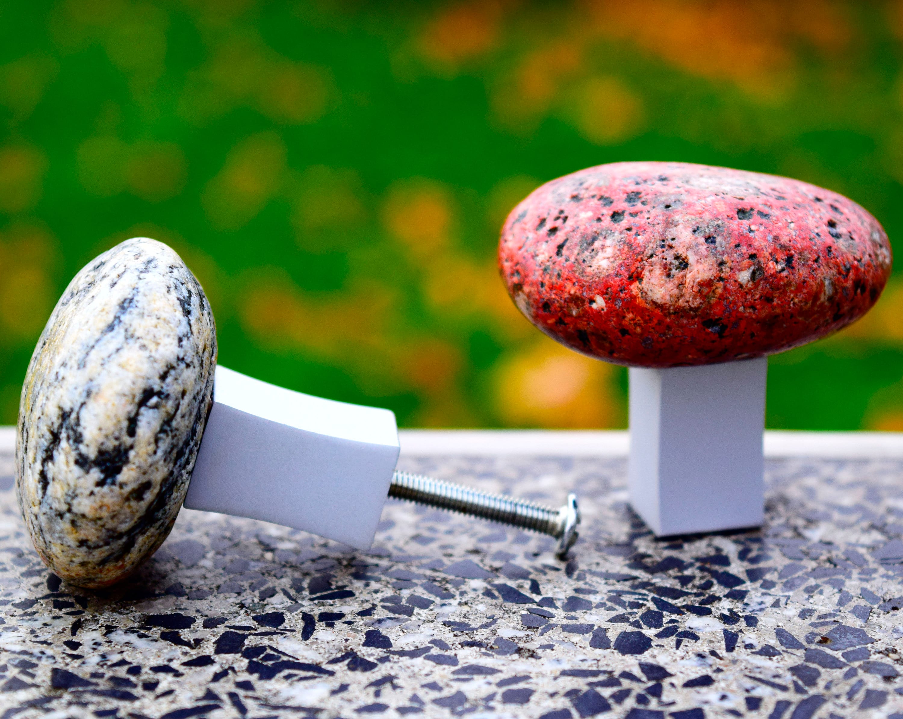 Beach Pebble Stone Knobs, Kitchen and Bathroom Handles, Sea Stone Cabinet Handle. Marble Granite ...