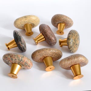 Natural Beach Stone Drawer Knobs, Unique Stone Knobs for Cabinets, Coastal Chic Furniture ...