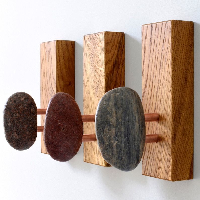 3 Pcs Stone Hangers, Coat Rack With Natural Beach STONES, Rock Towel ...