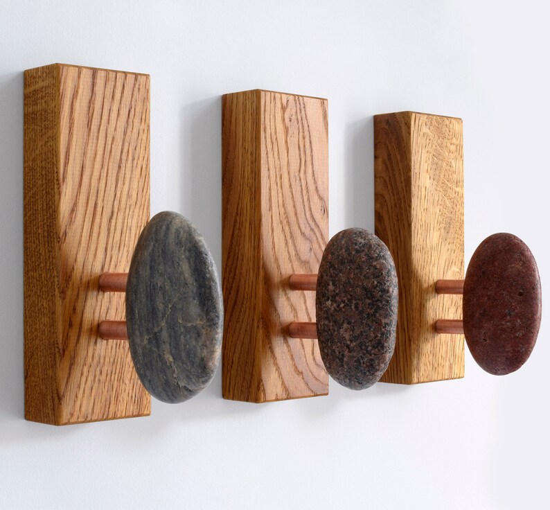 3 Pcs Stone Hangers, Coat Rack With Natural Beach STONES, Rock Towel ...