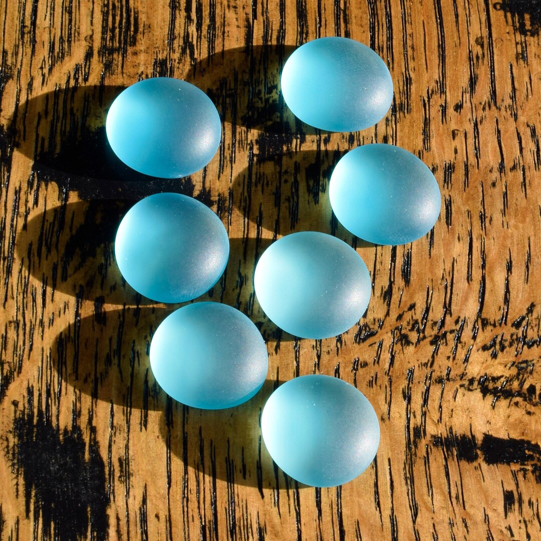 Round Sky Blue Sea Glass One Side Flat for Jewelry Making or DIY Mosaic ...