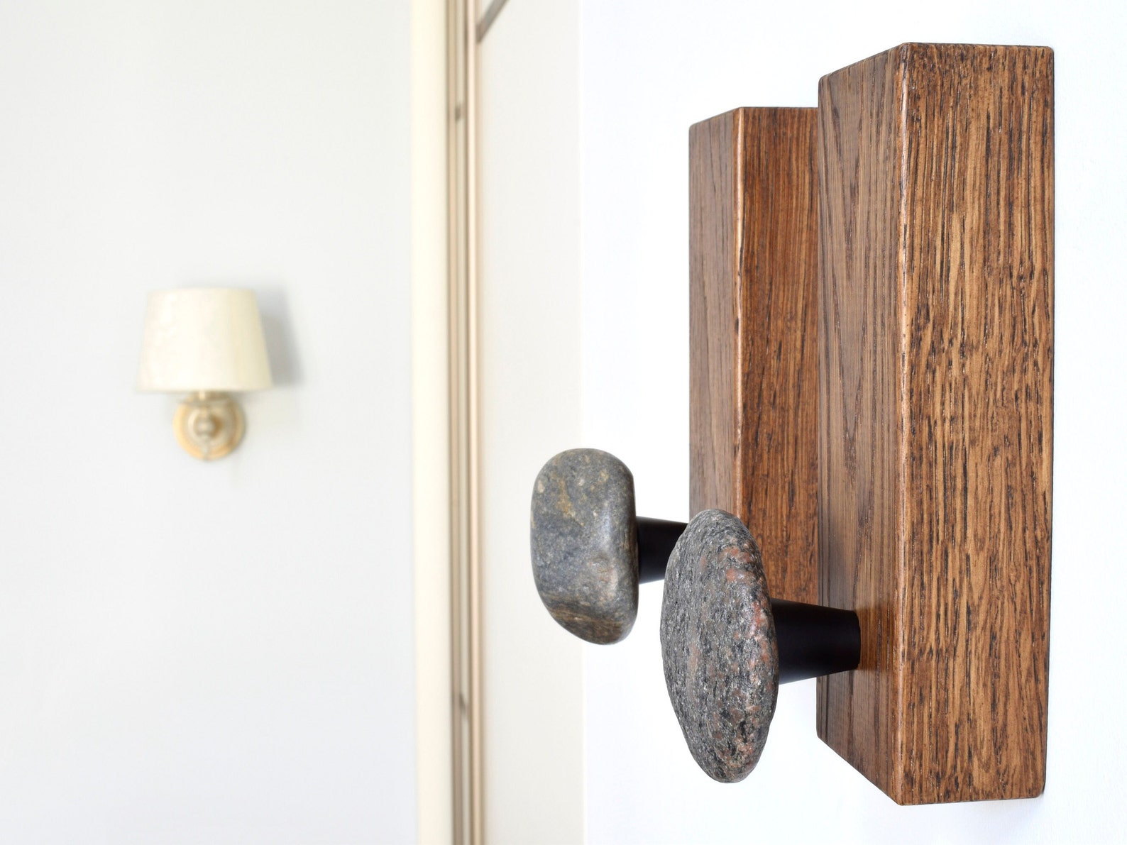 3 Pcs Wall Hooks With Natural Sea Stones Coat Hooks and Hangers Robe ...