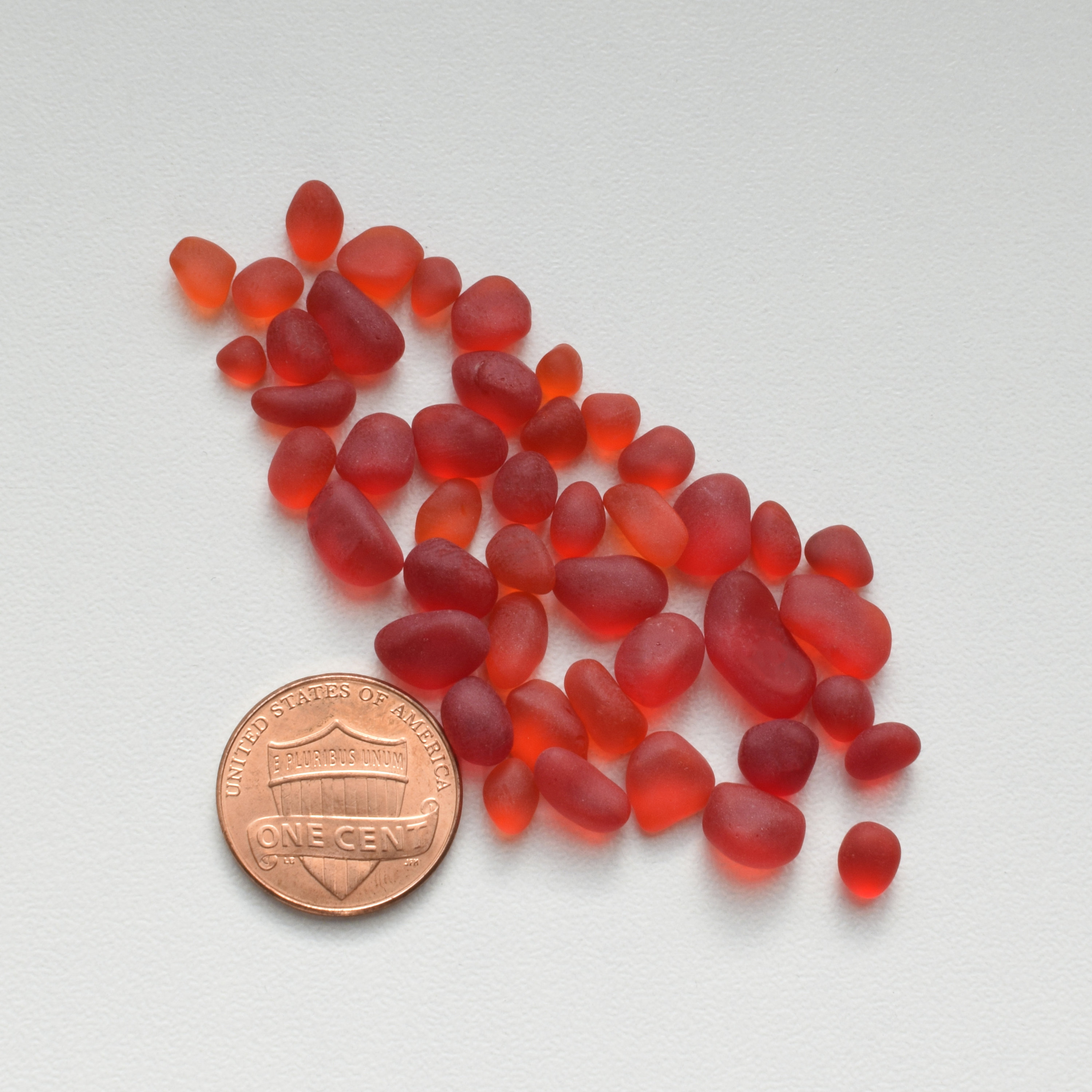 Red Tumbled and Smooth Glass, Red Tiny Jewelry Glass, Tumbled Pieces ...