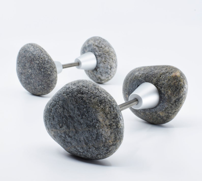Stone Door Handles Set, Natural Beach Style Door Handles. Massive ...