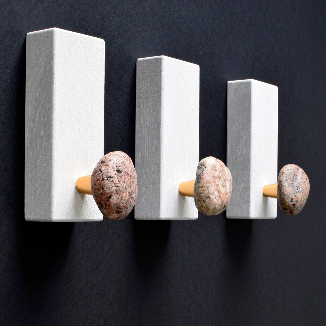 3 Pcs Wall Hooks With Natural Coast Stones, Bath Hooks and Hangers ...