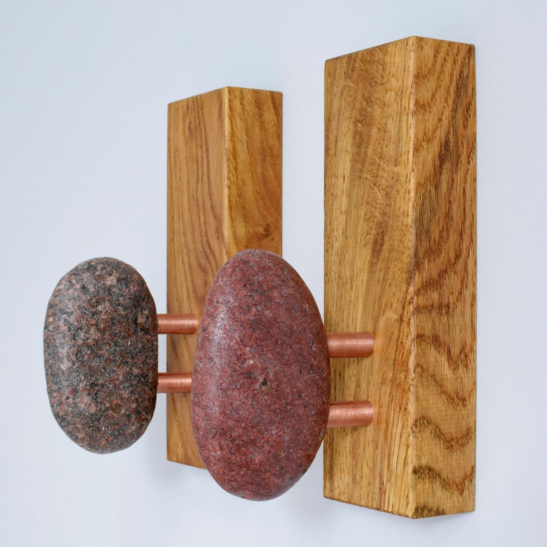 3 Pcs Stone Hangers, Coat Rack With Natural Beach STONES, Rock Towel ...