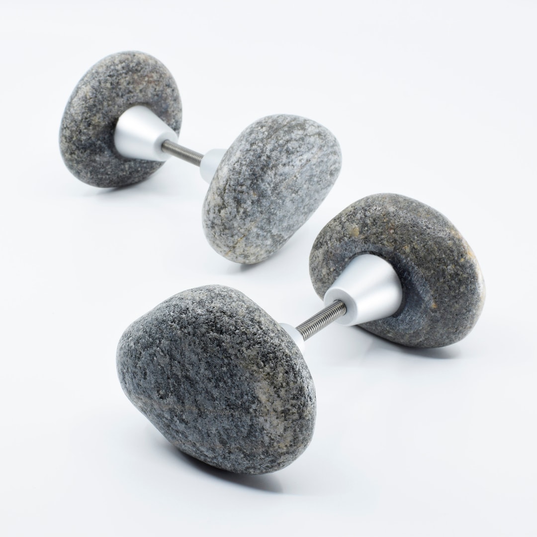 Door Handles Set, Natural Sea Stone Door Handles. Massive Stone Knobs ...