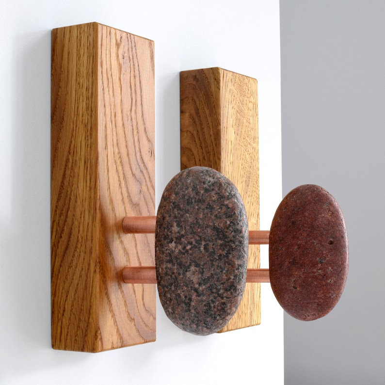 3 Pcs Stone Hangers, Coat Rack With Natural Beach STONES, Rock Towel ...